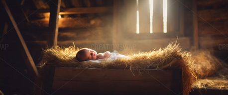 Media - Jesus in Manger with light | CreationSwap